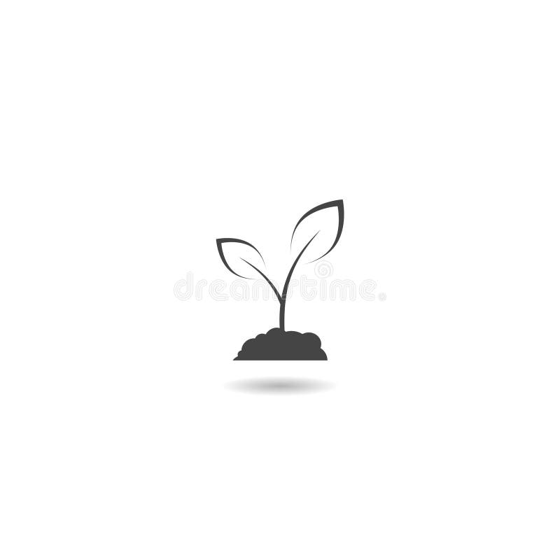 Plant Sprout Flat Icon with Shadow Stock Vector - Illustration of icon ...
