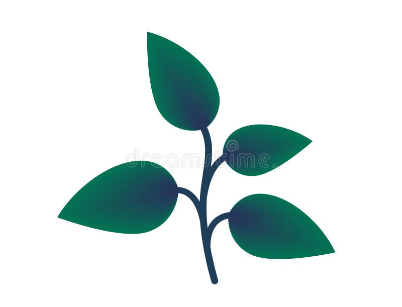 Plant Sprout with Four Leaves Green Gradient Illustration. Spring ...