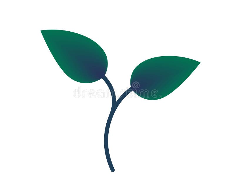 Plant Sprout with Two Leaves Green Gradient Illustration. Spring ...