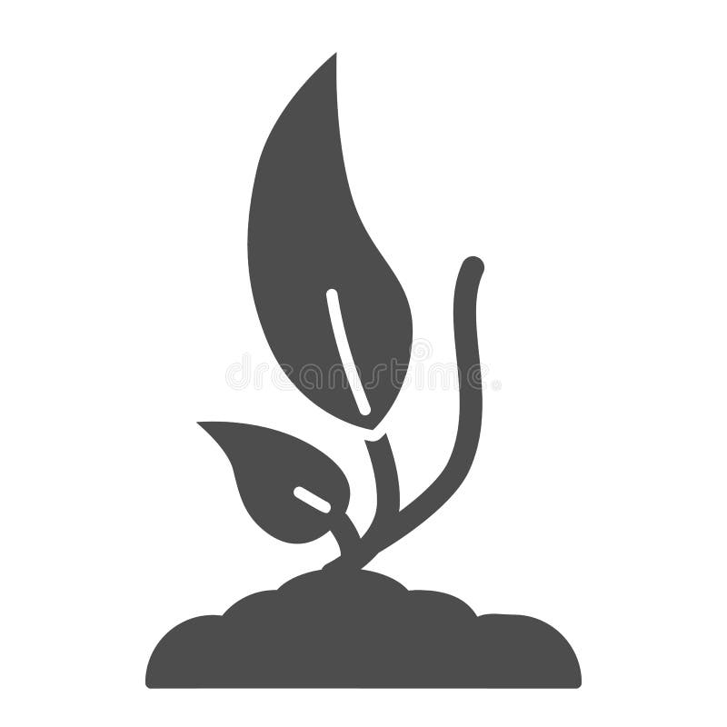 Plant Sprouting from Ground Line and Solid Icon, Ecology Concept ...