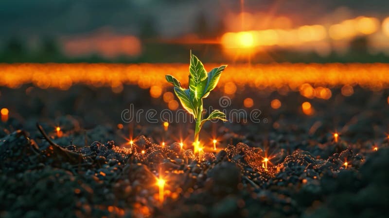 Plant Sprouting at Sunset stock video. Video of plant - 321789503
