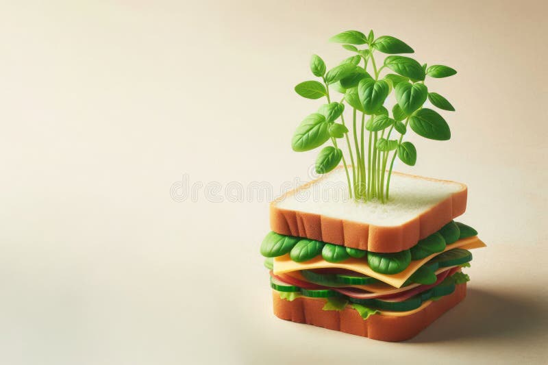A Plant that Sprouts through a Sandwich. Space for Text. Stock Image ...