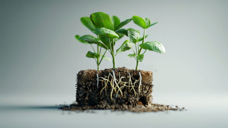 A Plant with a Strong Root System in the Soil. Ai Generative Stock ...