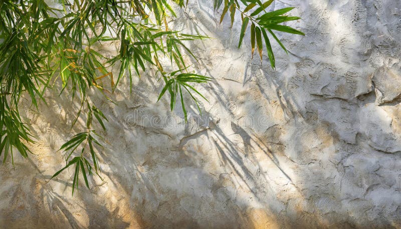 A Bamboo Trees Silhouette Falls on a Solid Rock Surface Stock Image ...