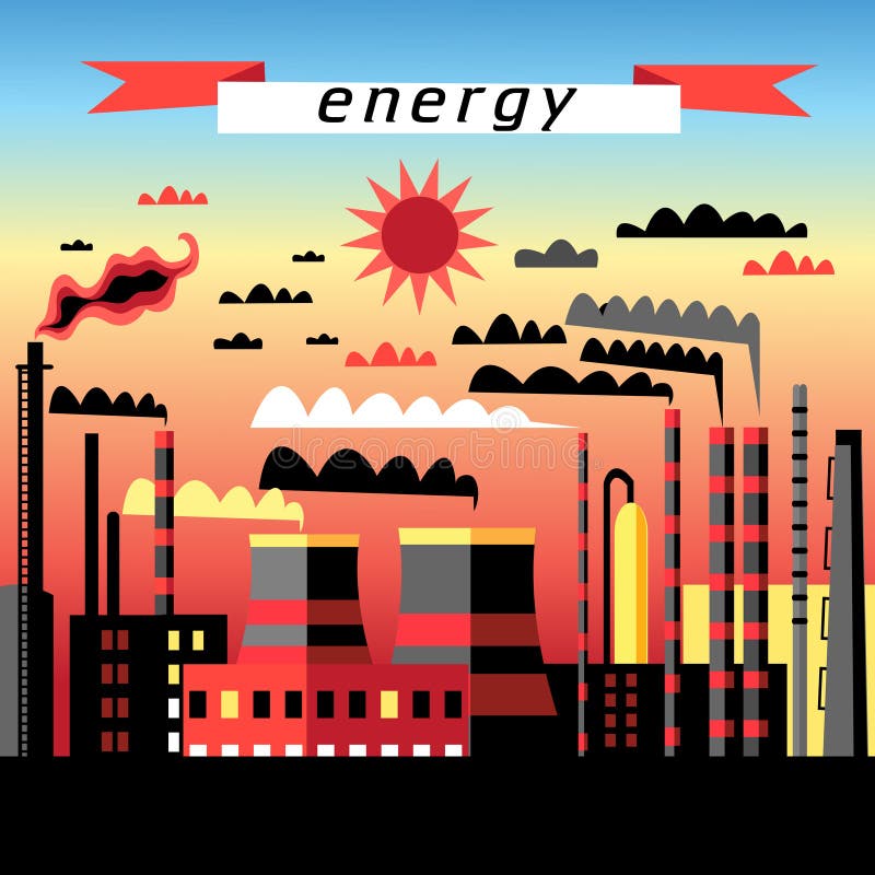 Plant and Thermal Power Plant Stock Vector - Illustration of ...