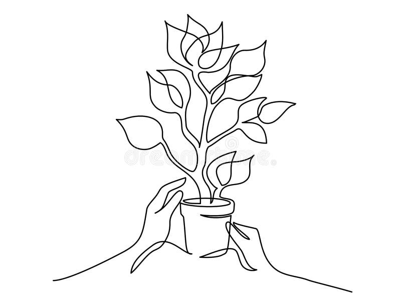Line Drawing Hands Holding Plant Stock Illustrations – 218 Line Drawing ...