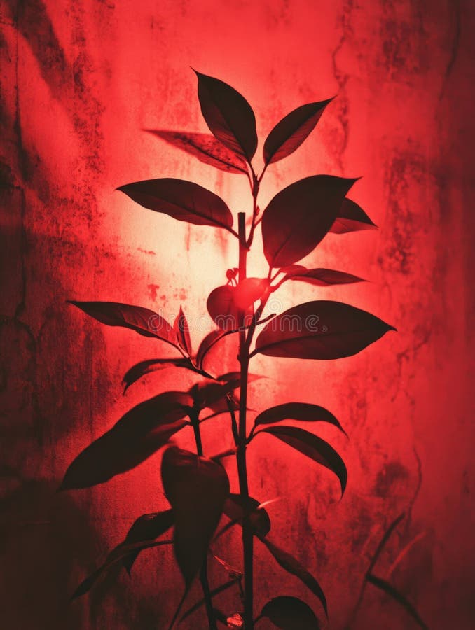 Plant in Vase with Red Light Stock Image - Image of flora, plant: 375027245