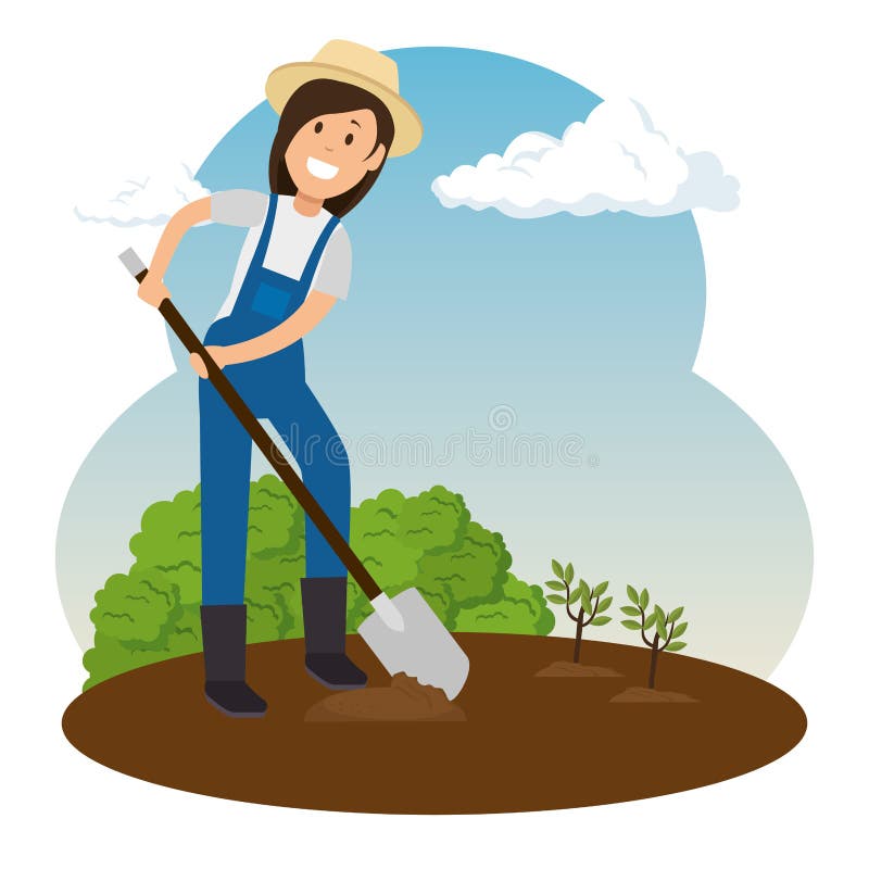 Povos Dos Desenhos Animados Do Jardineiro Do Fazendeiro Ilustração Do