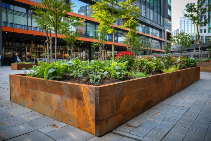 A Planter Full of Greenery Sitting Outside a Building, Ideal for ...