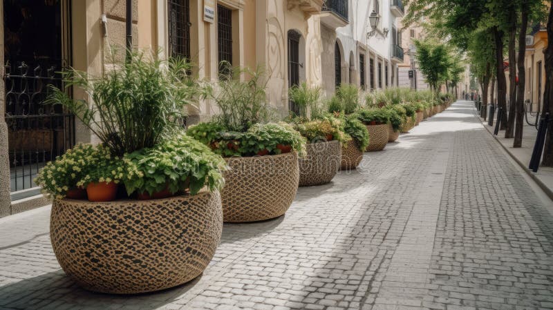 Planters Filled with Lush Foliage with Patterns Mimicking Street Grids ...