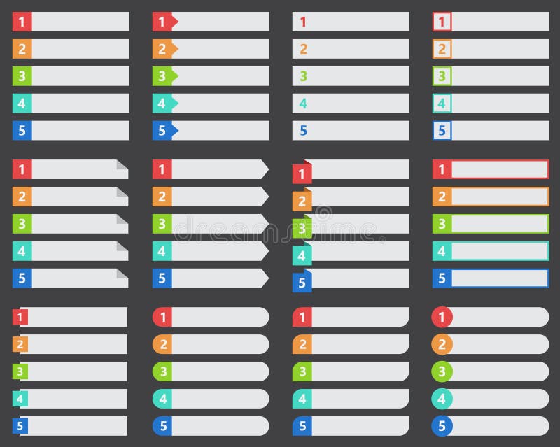 Plantilla Numerada De La Lista, Diseño Del Vector Ilustración del ...