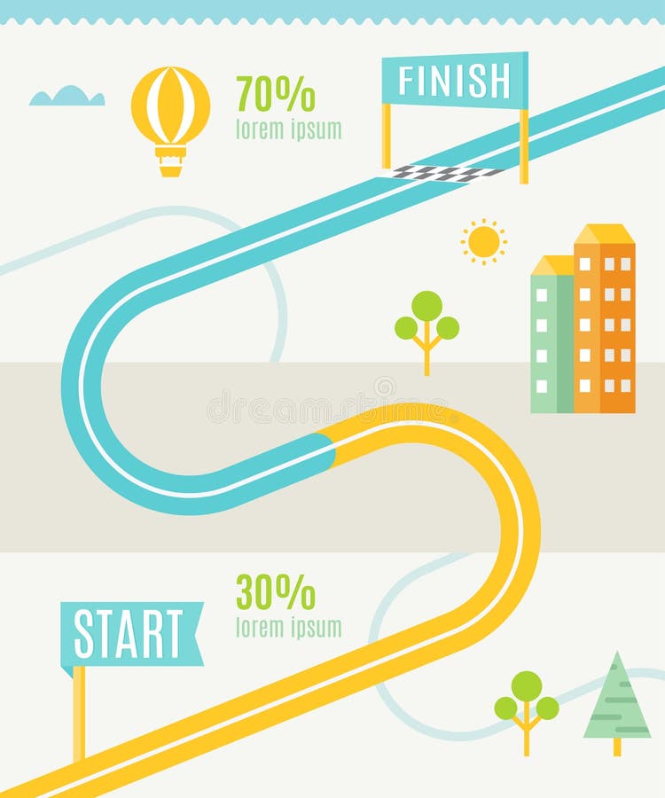 Plantilla De Infographics Del Mapa De Camino Ilustración del Vector ...