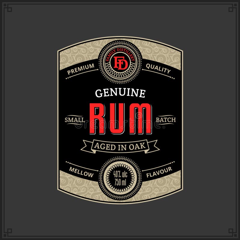 Plantilla De La Etiqueta Del Ron Ilustración del Vector - Ilustración ...