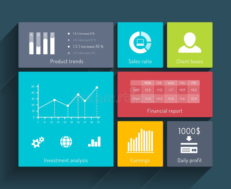 Plantilla Del Interfaz Con Los Diagramas Ilustración del Vector ...