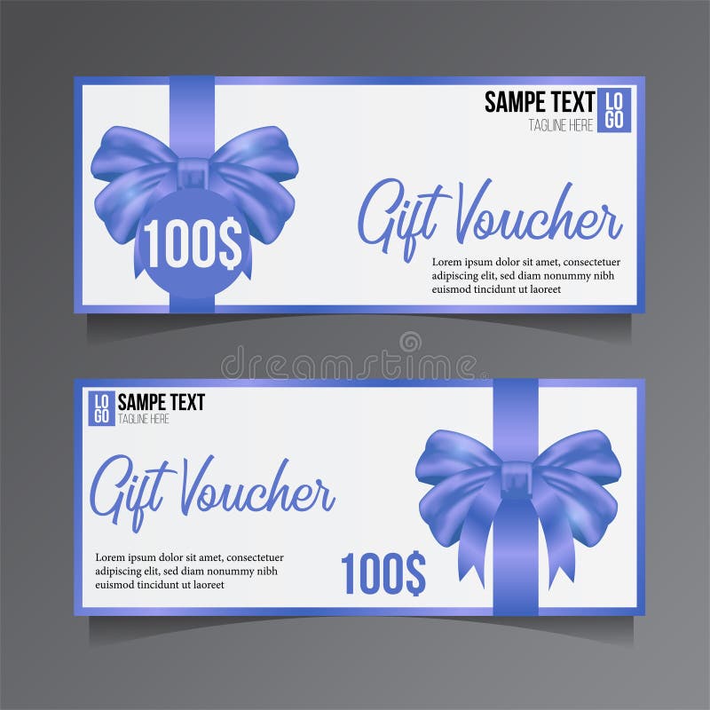 Plantilla Del Vale De Regalo Con La Cinta Azul Stock de ilustración ...