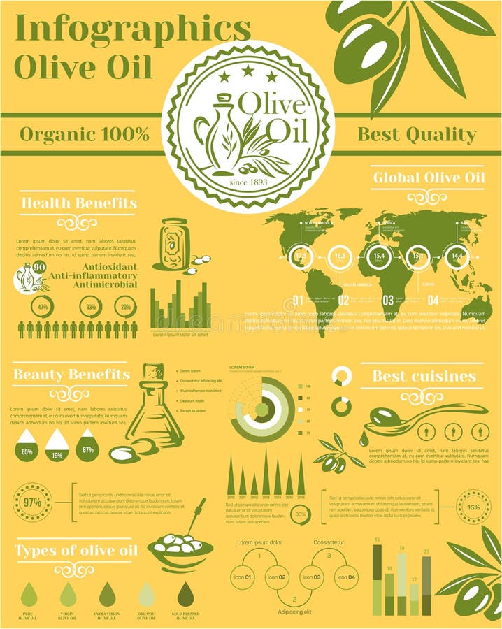 Plantilla Infographic De Los Elementos Del Vector Del Aceite De Oliva ...