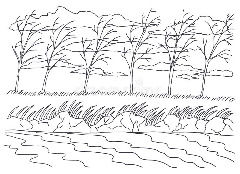 Plantilla Para Colorear Pintura De Paisaje Viento Del Otoño Stock de ... Plantilla Para Colorear Pintura De Paisaje Viento Del Otoño Stock de ...
