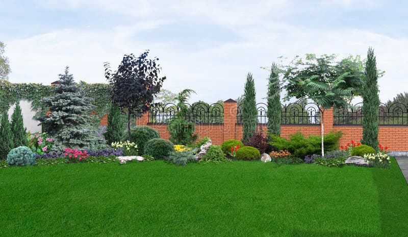 Planting of Greenery Example, Plants with Varying Textures. 3D ...