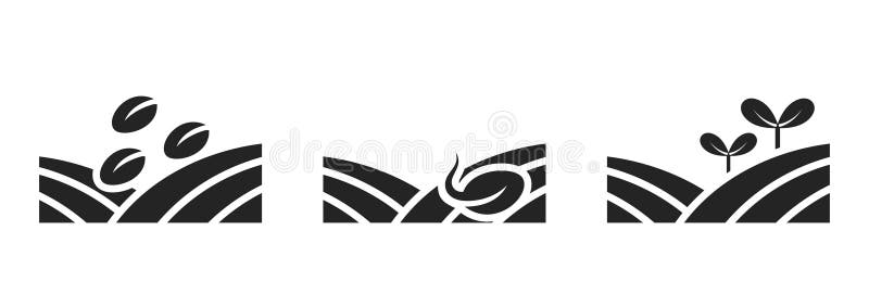 Planting Icon Set. Field, Sowing, Seed Germination and Seeding Symbol ...