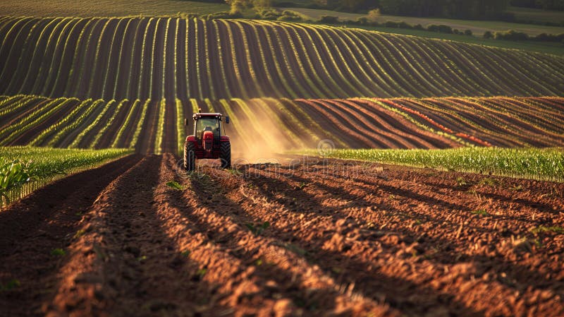 Planting Machines in Corn Fields Stock Illustration - Illustration of ...