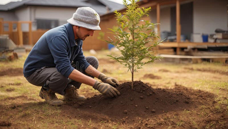 Planting a new tree stock illustration. Illustration of ideas - 289493911