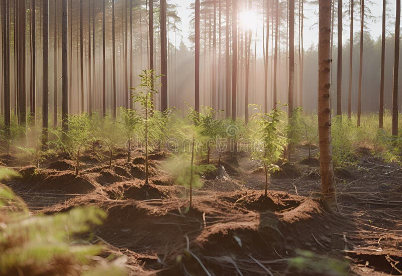 Planting New Trees in the Forest Stock Image - Image of trees, forest ...
