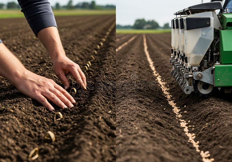 Manual and Mechanical Planting Stock Illustration - Illustration of ...