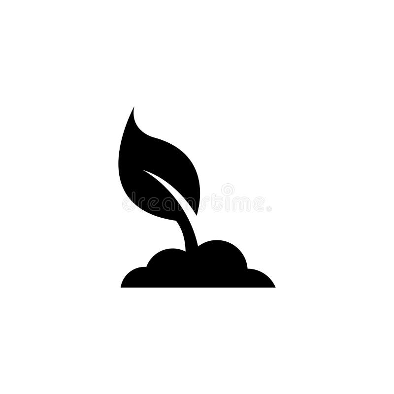 Planting Tree, Young Sprout Leaf Flat Vector Icon Stock Illustration ...
