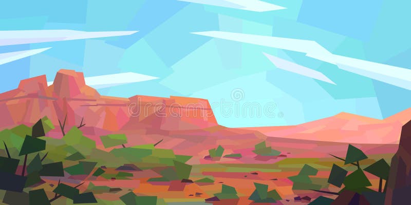 Low poly mesa landscape stock vector. Illustration of desert - 188497824
