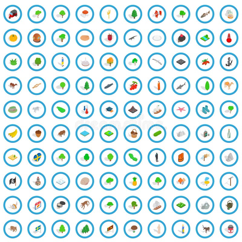 100 Plants and Animals Icons Set, Outline Style Stock Vector ...