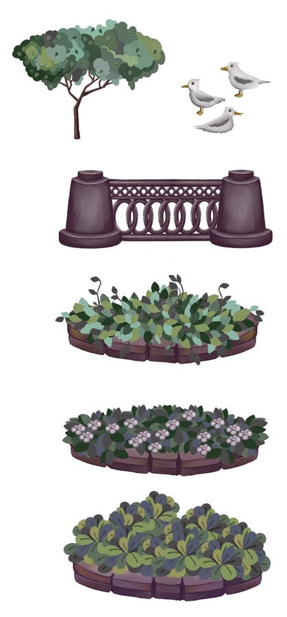 Plants and Bush Theme Collection Quality Illustration. Stock ...