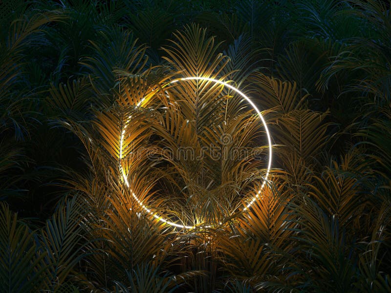 Plants with Circular Bright Light Frame Stock Image - Image of flat ...