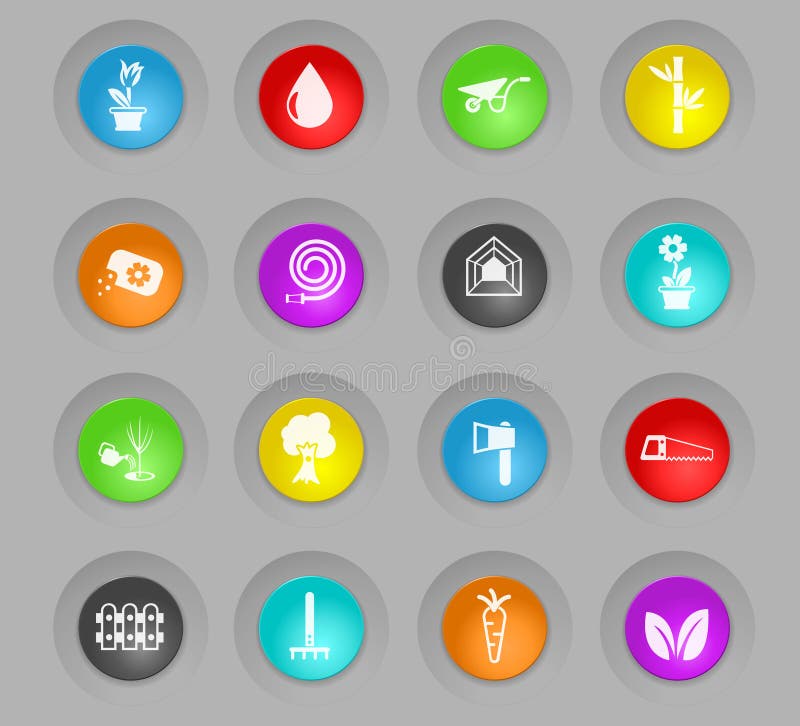 Plants Colored Plastic Round Buttons Icon Set Stock Vector ... Plants Colored Plastic Round Buttons Icon Set Stock Vector ...