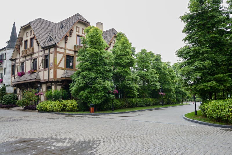 Plants and European-style Buildings in Spring Stock Photo - Image of ...