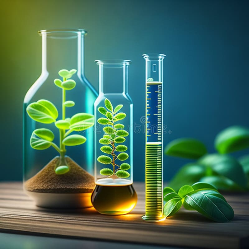 Plants and Flowers in Test Tubes in Laboratory. Generative AI Stock ...