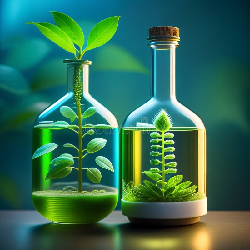 Plants and Flowers in Test Tubes in Laboratory. Generative AI Stock ...