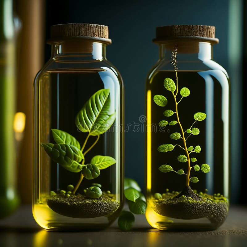 Plants and Flowers in Test Tubes in Laboratory. Generative AI Stock ...