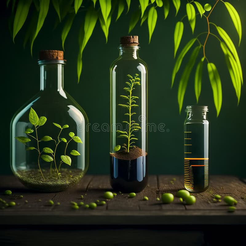 Plants and Flowers in Test Tubes in Laboratory. Generative AI Stock ...