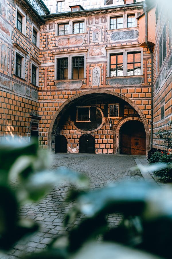 Castle Courtyard View in Cesky Krumlov Editorial Stock Image - Image of ...