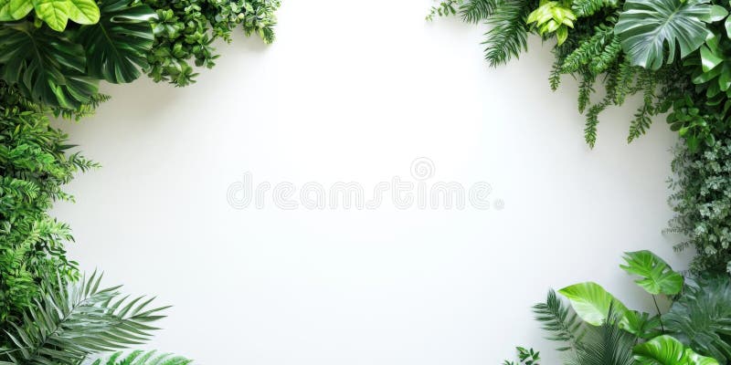 Plants Frame the White Background for Nature Theme and Copy Space Stock ...