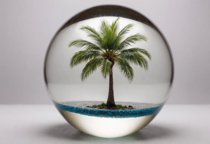 Palm tree in glass balls stock image. Image of reflection - 336814257