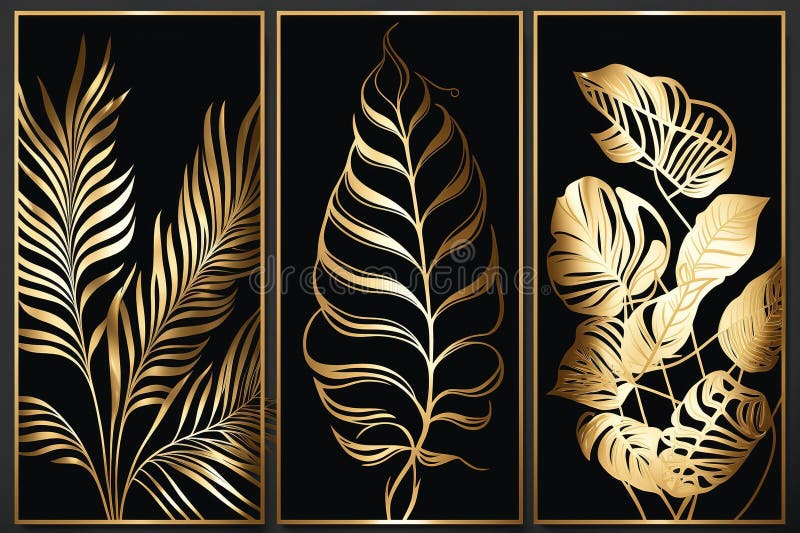 With Plants and Gold, , Generative AI. Stock Illustration ...