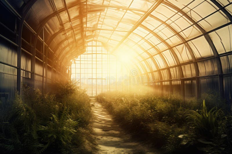 Growing Organic Products in Modern Greenhouse. Generative AI Stock ...