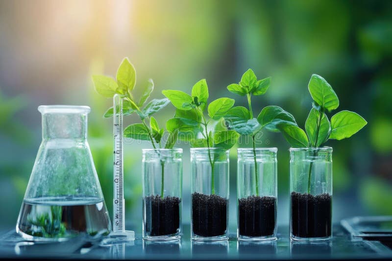 Plants Grow in Glassware for Science Projects and Agricultural ...