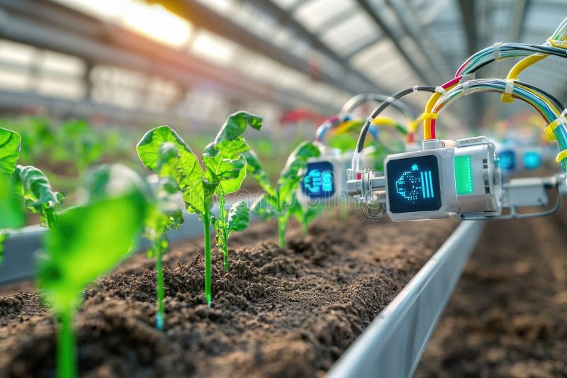 Plants Growing in a Controlled Environment Stock Illustration ...