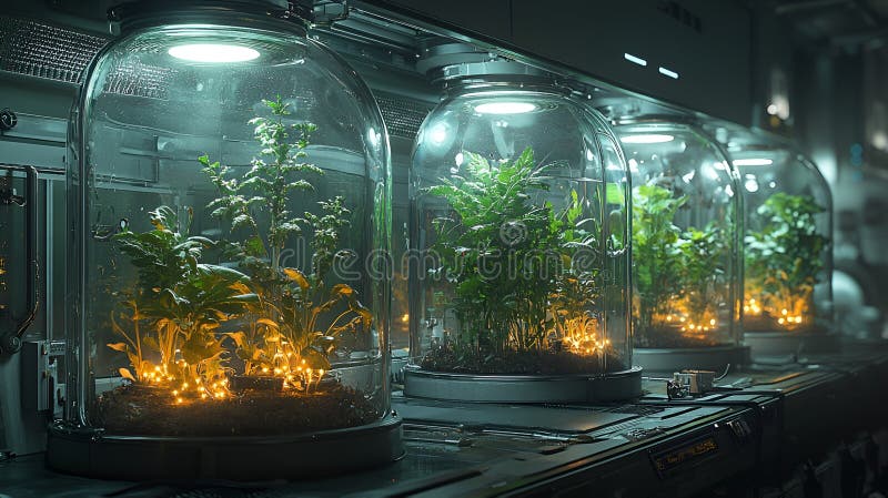 Plants Growing in Futuristic Lab, Research Facility Background, Science ...