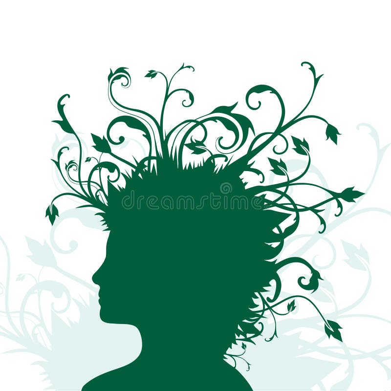Plants Growing from Human Head Stock Vector - Illustration of flora ...