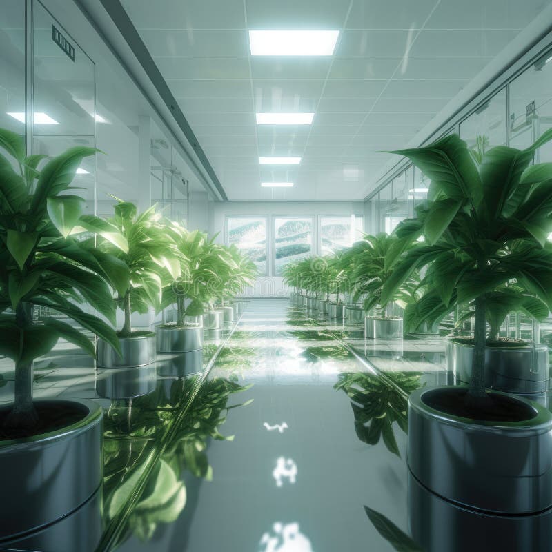 Plants in the Laboratory of the Future Stock Illustration ...