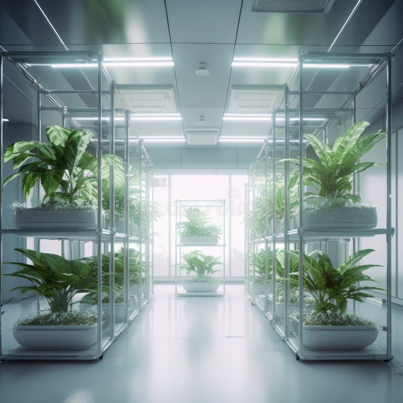 Plants in the Laboratory of the Future Stock Illustration ...