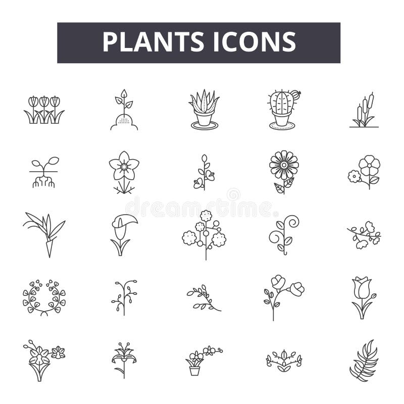 Plants Line Icons, Signs, Vector Set, Outline Illustration Concept ...